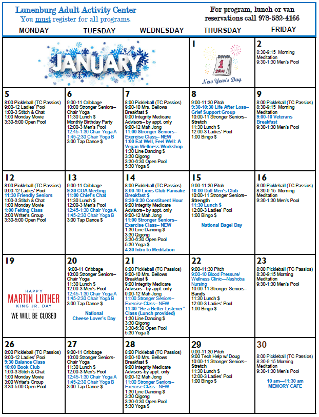 Calendar of Events | Lunenburg, MA
